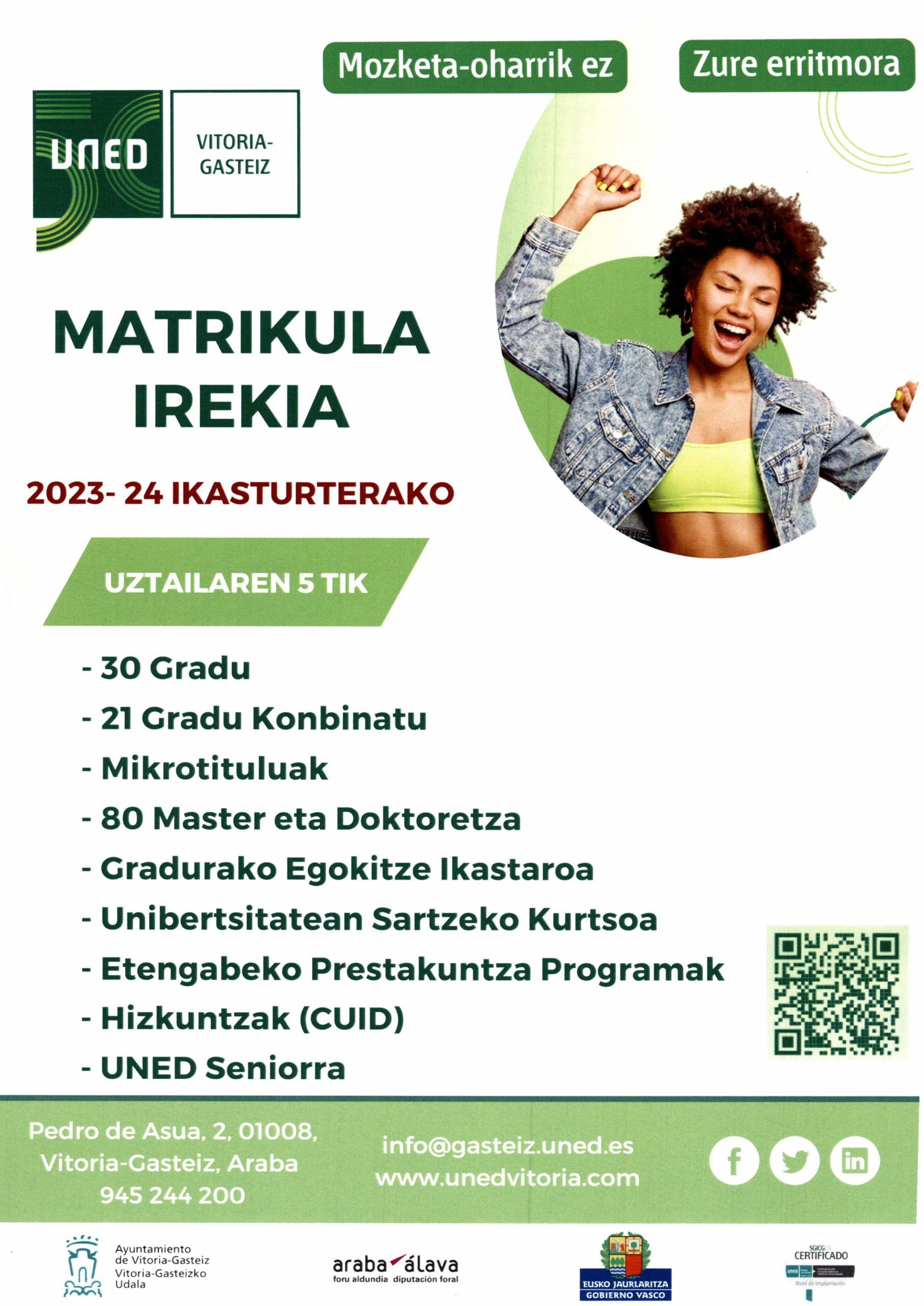 Matrícula abierta curso 2023-2024 UNED